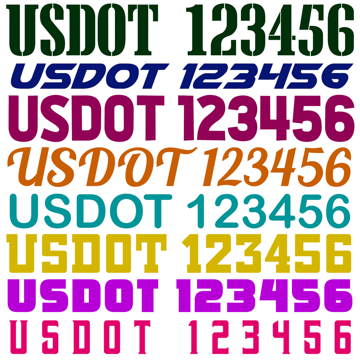 USDOT (DOT) Number Decal Sticker Color & Font Options | Tips for Displ ...